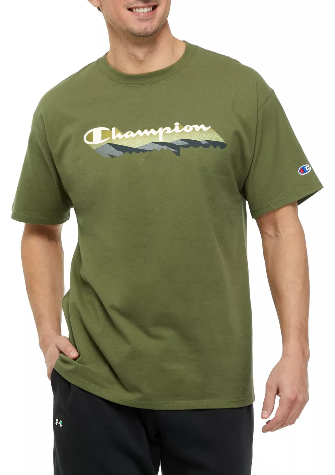 Champion Classic Graphic T-Shirt, Cargo Olive Ii, Medium