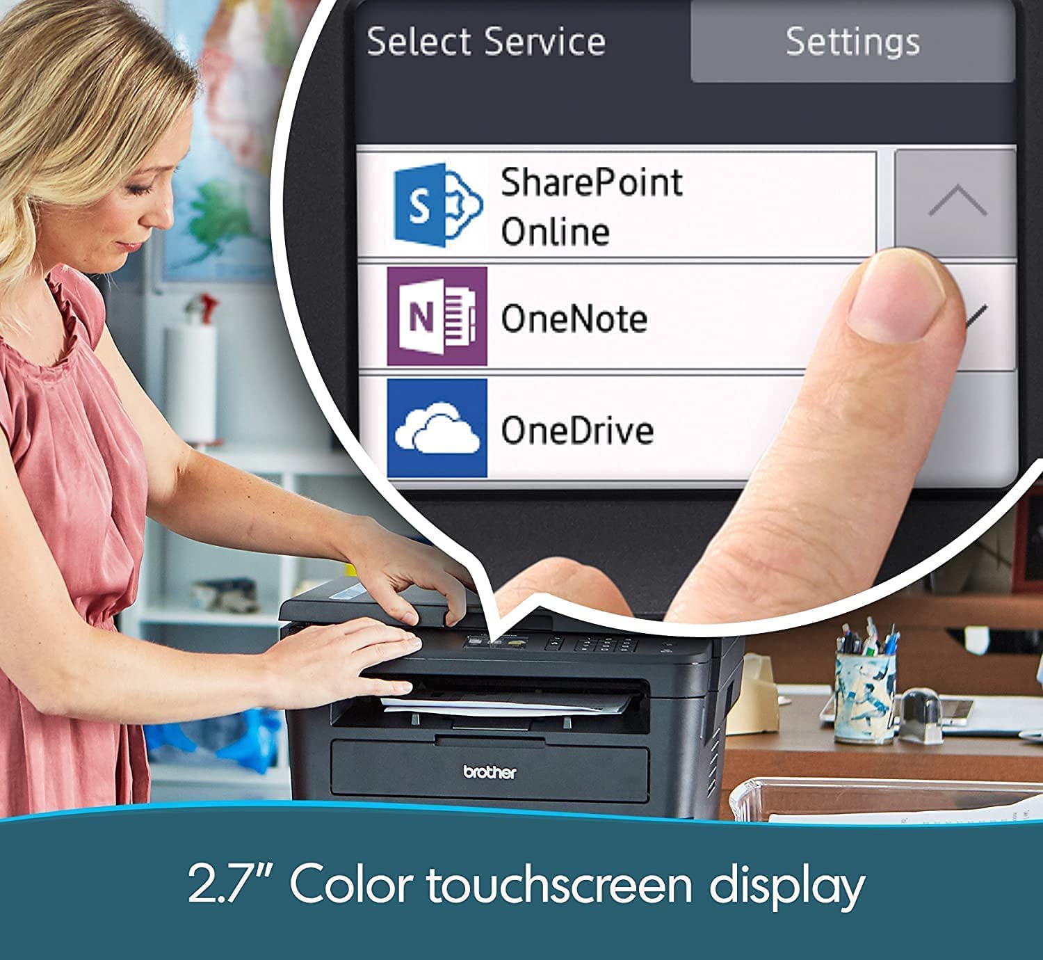 Brother L-2395DW Series Compact Monochrome All-in-One Laser Printer I Print Scan Copy I 2.7" Color LCD I Wireless | Mobile Printing I Auto 2-Sided Printing I 36 ppm, Bundle with IPRINTIN Printer Cable