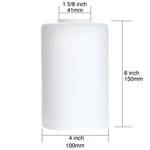 GoldSwift 3 Pack Frosted Opal White Glass Lamp Shade Replacement Globe & Covers for Light Fixtures, 6" Tall, 1-5/8 inch Fitter, Soft White Cylinder Glass Shade for Chandelier Pendant Wall Sconces
