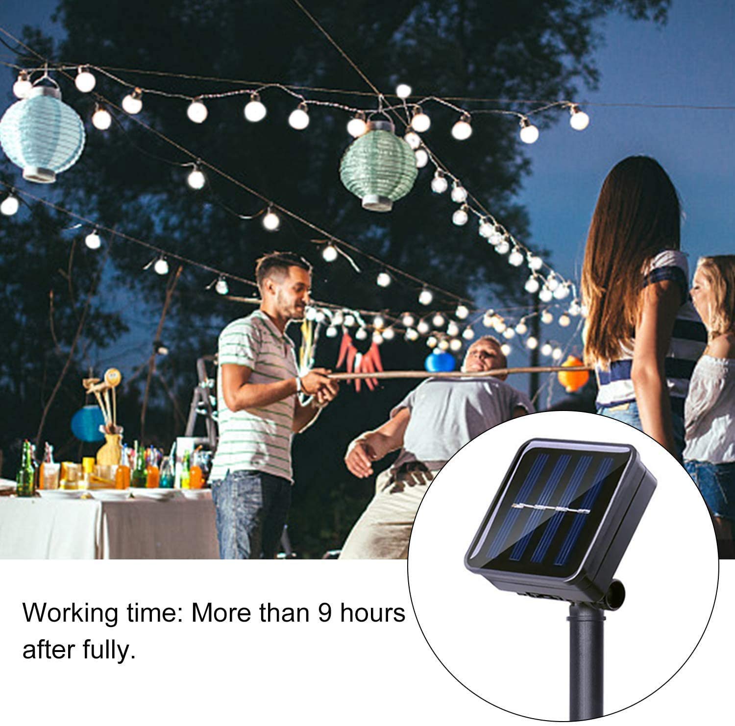 CAMKONG Solar String Lights Globe 30 Crystal Balls Waterproof LED Fairy Lights 8 Modes Outdoor Starry Lights Solar Powered String Light for Garden Yard Home (Cool White)