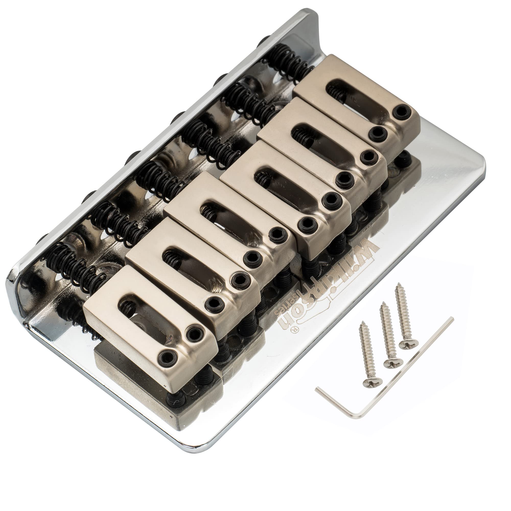 Wilkinson 52.5mm (2-1/16 inch) String Spacing Hardtail Fixed Bridge Solid Saddle for Squier/Mexico Fender Strat Electric Guitar, Chrome