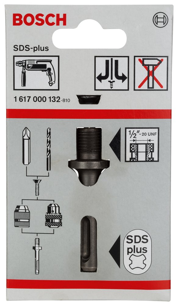 Bosch SDS-Plus Chuck Adapter (for Drill Chuck, 1/2 inch - 20 UNF, Accessories for Rotary Hammers and Drills)