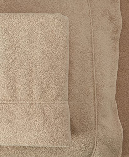 Peak Performance 3M Scotchgard Micro Fleece Wrinkle and Stain Resistant, Soft Plush Sheets with 14" Deep Pocket Cold Season Cozy Bedding-Set, Matching Pillow Case, Queen, Mink (SHET20-729)