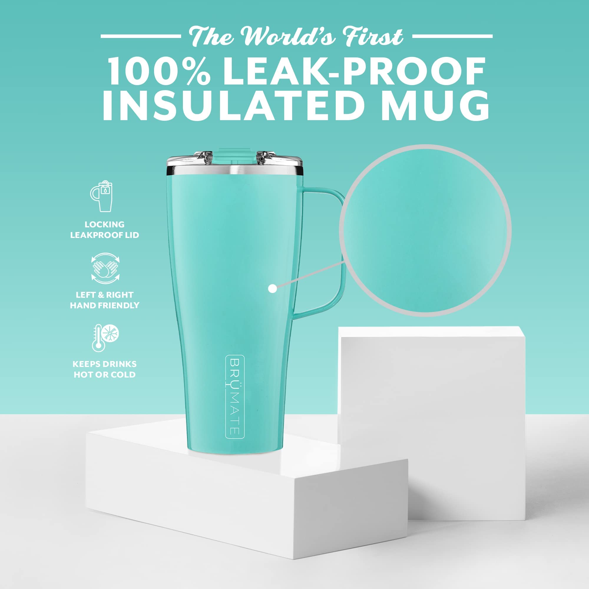 BrüMate Toddy XL - 32oz 100% Leak Proof Insulated Coffee Mug with Handle & Lid - Stainless Steel Coffee Travel Mug - Double Walled Coffee Cup (Gold Leopard)