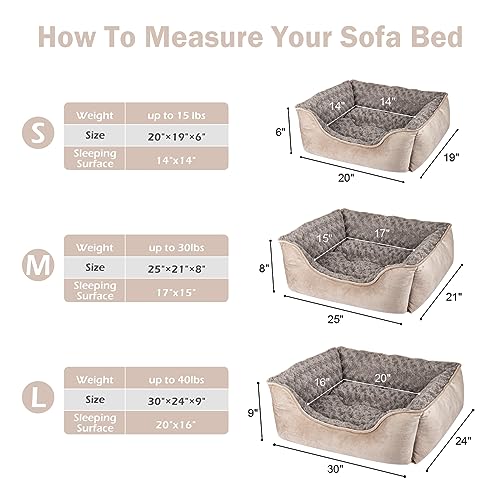 JOEJOY Rectangle Dog Bed for Large Medium Small Dogs Machine Washable Sleeping Dog Sofa Bed Non-Slip Bottom Breathable Soft Puppy Bed Durable Orthopedic Calming Pet Cuddler, Multiple Size, Beige