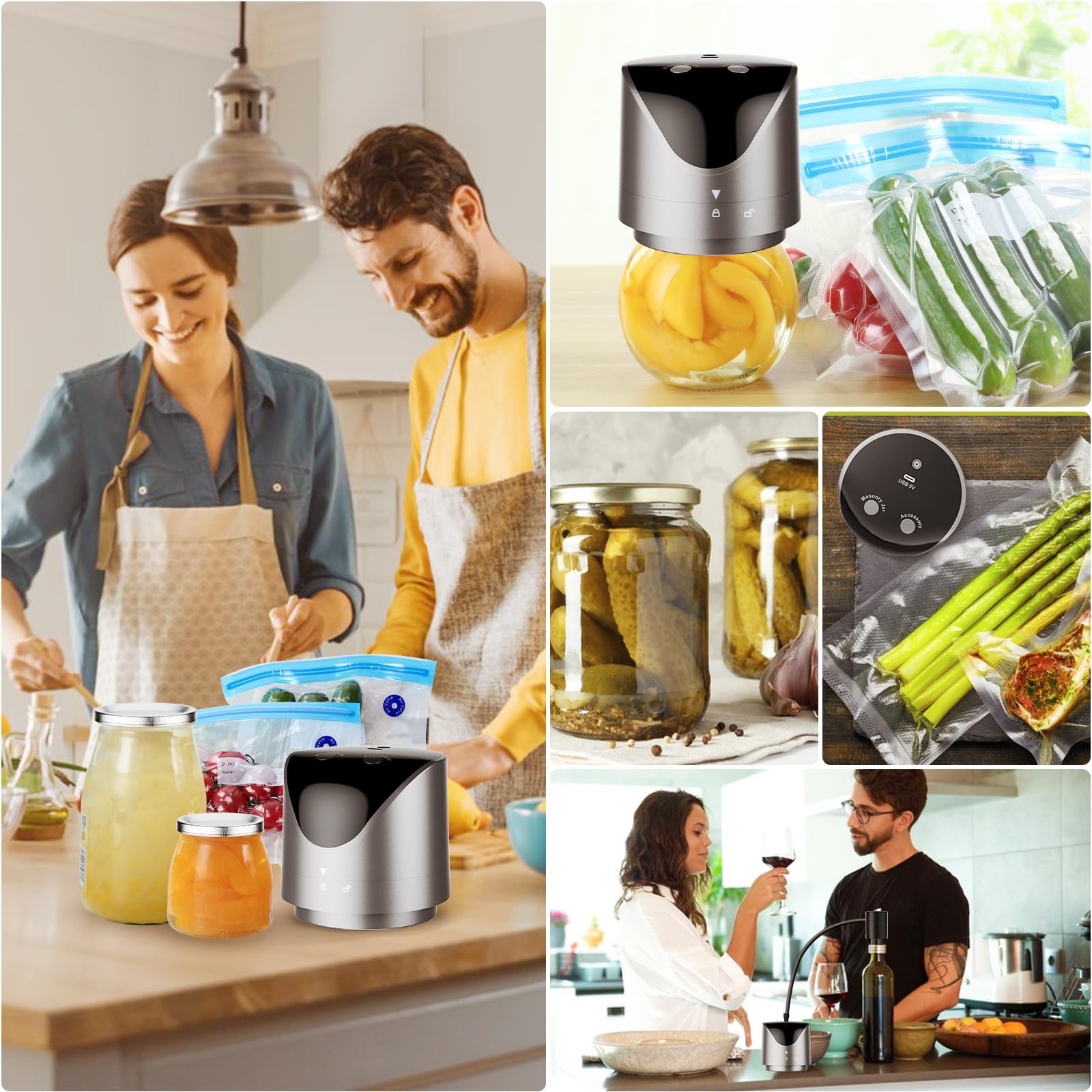 Electric Mason Jar Vacuum Sealer Kit (Gray)
