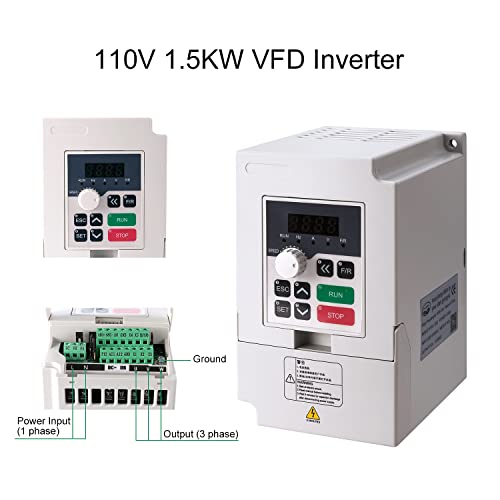 CNC Spindle Motor kits, 110V 1.5KW 1500W 80mm Water Cooled Spindle Motor CNC Spindle CNC Motor + 110V 1.5KW VFD + ER11 Collet set + Aviation Wire +Power wire+ Drill Bits For CNC Router Machine