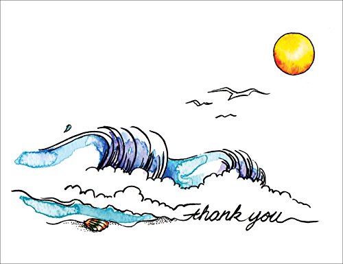Peaks Publishing Inc Catching the Wave Premium Thank You Cards - Note Cards Set of 12 Cards and Envelopes