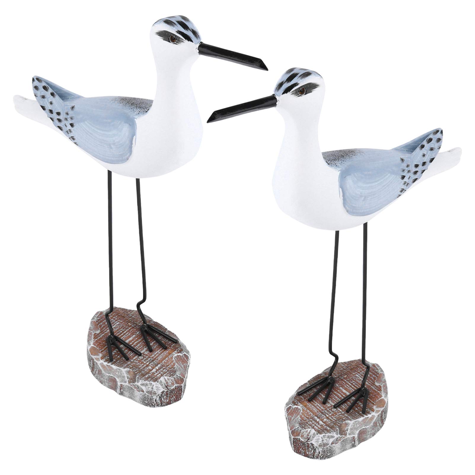 Milisten 2pcs Wooden Seagull Figurine Nautical Decorations Desktop Ornaments Rustic Vintage Sea Bird Sculpture Mediterranean Coastal Beach Home Art Holiday White