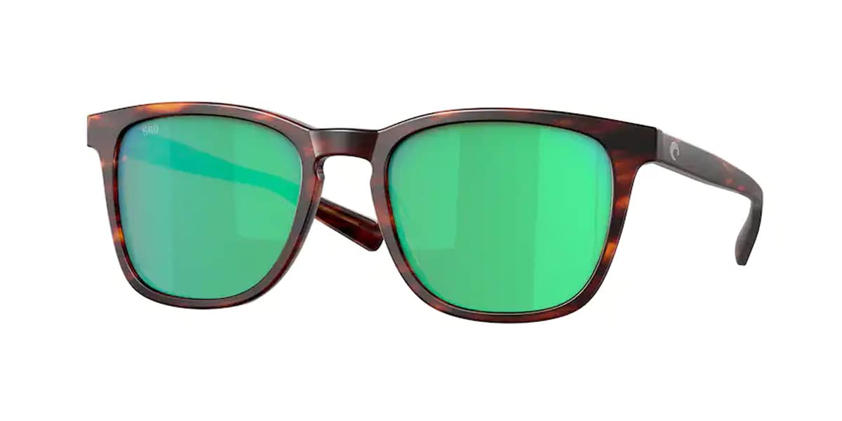 Costa Sullivan 6S2002 200206 52MM 191 Matte Tortoise/Green Mirror 580G Polarized Square Sunglasses for Men for Women + Bundle With Designer iWear Kit