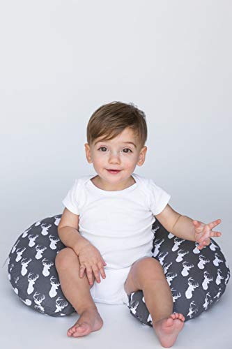Maternity Breastfeeding Pillow Cover by Danha-Newborn Baby Feeding Cushion Case-Cute Donut Shape Wedge Pillow-Best Infant Support-for New Moms-Deer Head Prints Slipcover-Breathable Soft Fabric