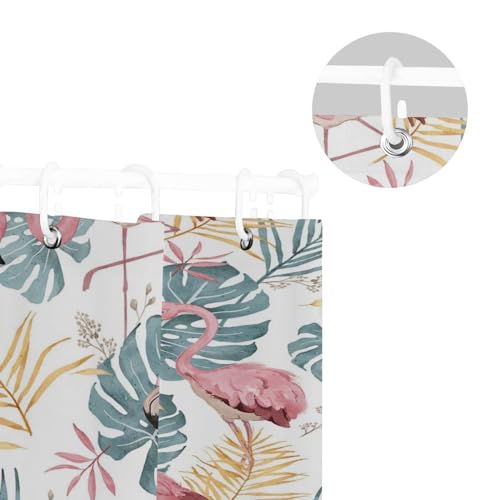 BLuevi Pink Flamingo Shower Curtain for Bathroom Waterproof Fabric with Hooks 72x72 Inch