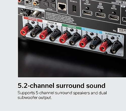 Denon AVR-S670H 5.2 Ch Home Theater Receiver (2023 Model) - 8K UHD HDMI Receiver (75W X 5), Streaming via Built-in HEOS, Bluetooth & Wi-Fi, Dolby TrueHD, Dolby Pro Logic II & DTS HD Surround Sound
