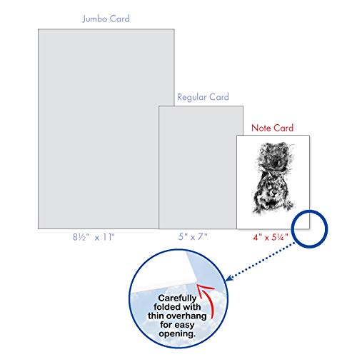 The Best Card Company - 10 Assorted Blank All Occasions Notecards Boxed Set 4 x 5.12 Inch with Envelopes (10 Designs, 1 Each) Boxed Assorted Kid Cards of Pets - CHARCOAL ANIMALS M2956OCB