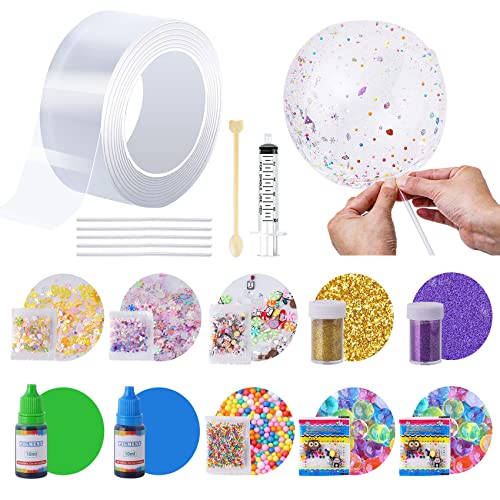 Nano Tape Bubble Kit for Kids, (9.84ft × 2inch) Nano Tape Plastic Bubbles Balloon DIY Craft Kit Elastic Bubble Nano Creativity Tape Fidget Party Favors Gifts for Girls Boys