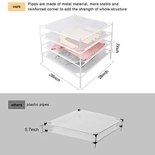 johgee Clothes Drying Rack, 4-Layer Sweater Laundry Drying Rack, Mesh Drying Rack Clothing for Indoor & Outdoor,White