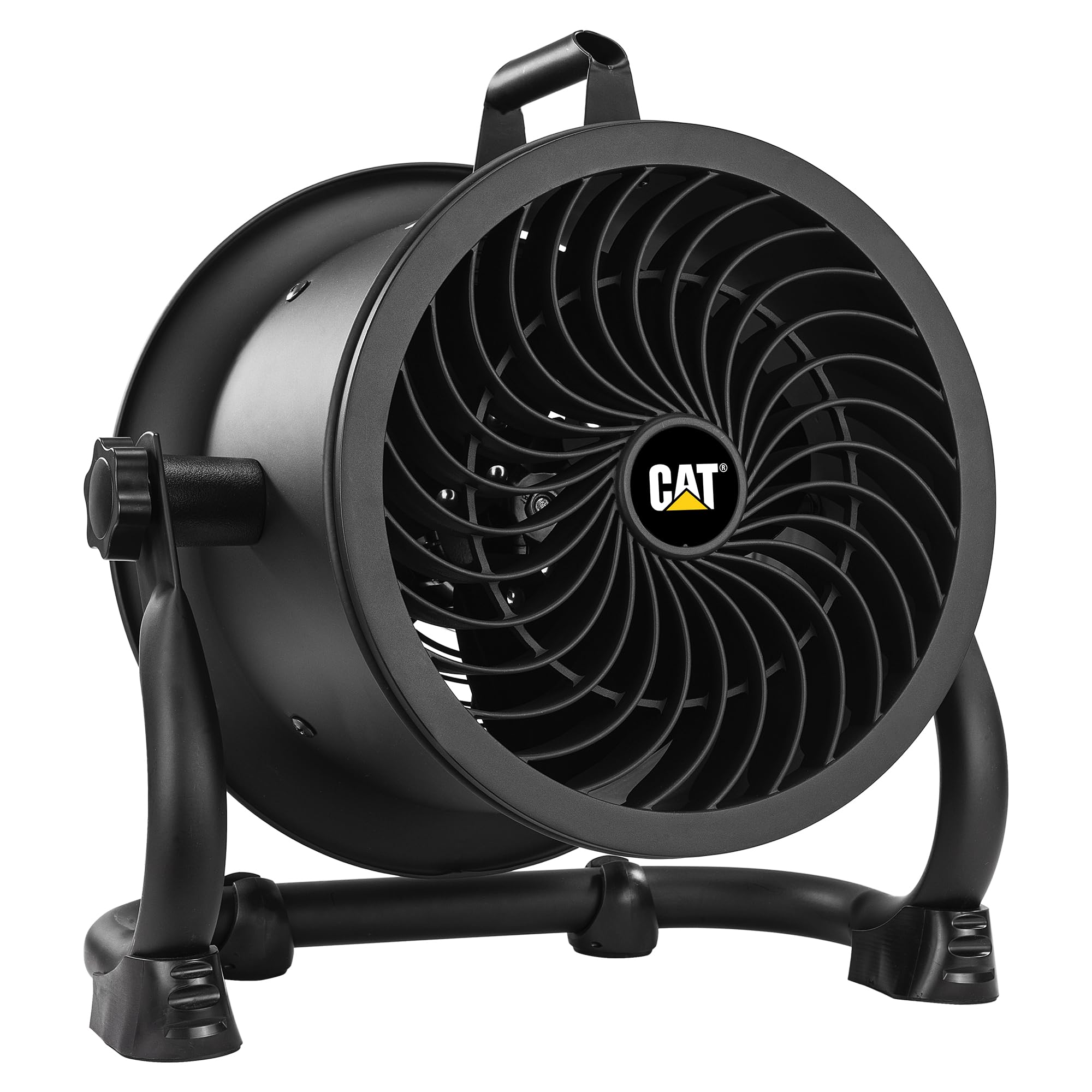CATERPILLAR CAT HVD-9AC - 9" High-velocity Drum Air Circulator Fan with 360-degree Pivoting Head and Dual Ball Bearing 4-speed Motor, Black