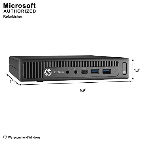 HP Prodesk 600 G2 Micro Computer Mini Tower PC (Intel Quad Core i3-6100T, 8GB DDR4 Ram, 256GB SSD, VGA, USB 3.0, USB-C) Win 10 Pro (Renewed)