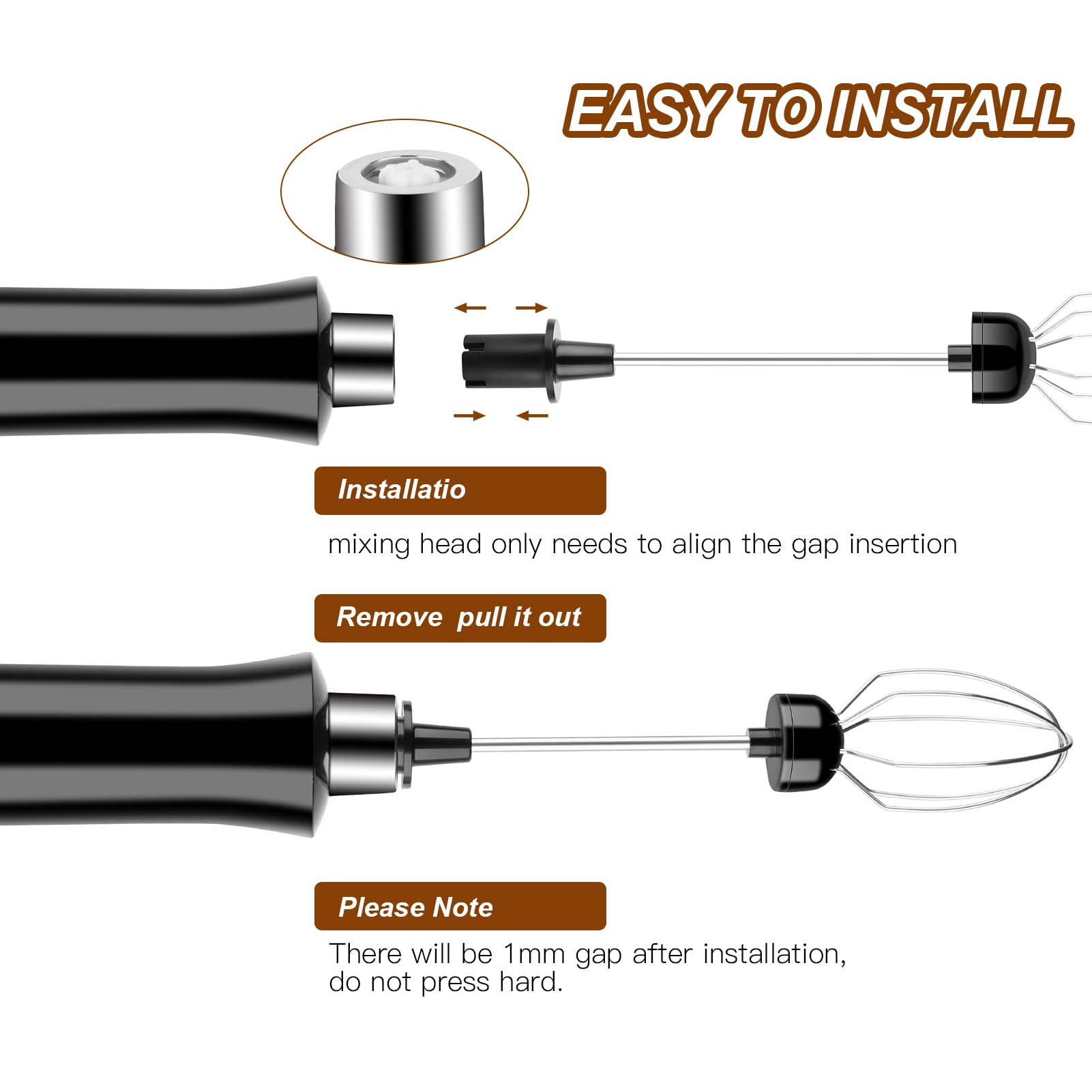 Electric Milk Frother Handheld with 3 Whisks - USB Rechargeable frother 3-Speed Adjustable Foam Maker Drink Mixer for coffee Latte Cappuccino Cake Egg Hot Chocolate