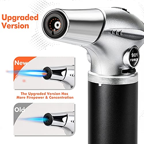 Culinary Butane Torch, Kitchen Refillable Butane Blow Torch with Safety Lock and Adjustable Flame for Crafts Cooking BBQ Baking Brulee Creme Desserts DIY Soldering (Butane Gas Not Included)
