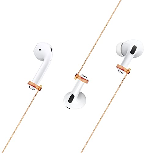 JOJOPANDA Anti-Lost Airpod Chain Holder Lanyard Cord Strap Slide Adjustable Y Necklace Compatible Airpods Pro/3/2/1 (Heart + Golden Slim Chain)