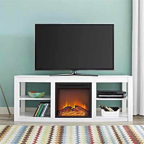 Beaumont Lane Electric Fireplace Heater TV Stand Console in White