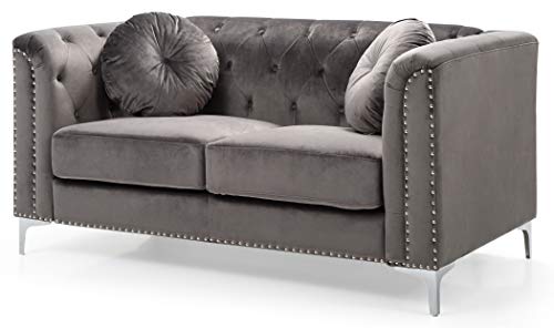 Glory Furniture Pompano Love Seat, Dark Gray. Living Room Furniture, 31" H x 62" W x 34" D