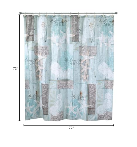 Avanti Linens - Fabric Shower Curtain, Ocean Inspired Bathroom Decor (Beachcomber Collection, 72")