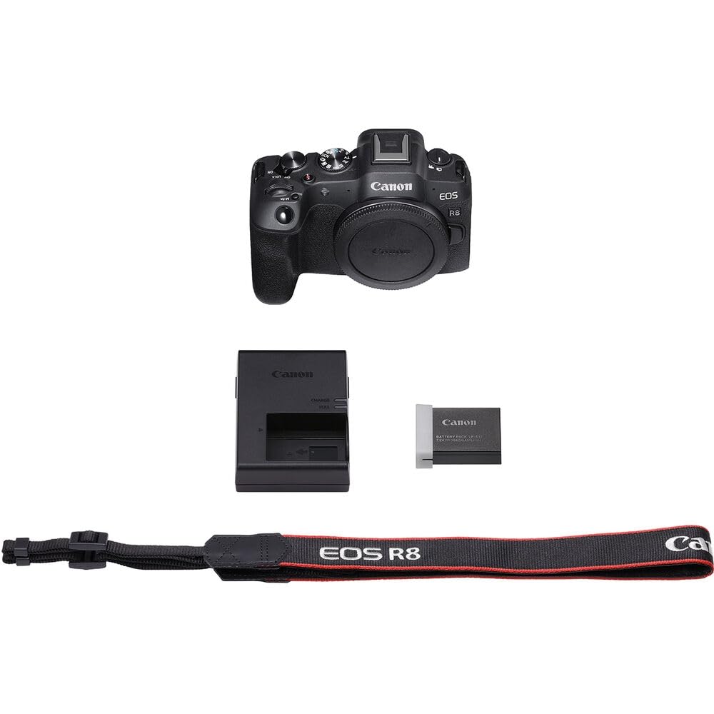 Canon EOS R8 Mirrorless Camera Body with 64GB Extreme PRO Memory Card + Camera Case with Rain Cover (3 Items)