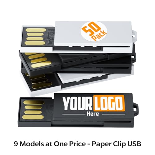Custom USB Flash Drive Personalized Tumb Drive Logo Print Memory Stick 50Pack - 9 Jump Drive Models at One Price