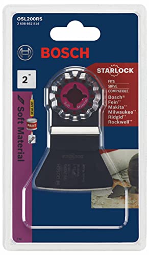 BOSCH OSL200RS 1-Piece 2 In. Starlock Oscillating Multi Tool Soft Materials High-Carbon Steel Rigid Scraper Blade for Removing Tough Sealants, Adhesives, Paint