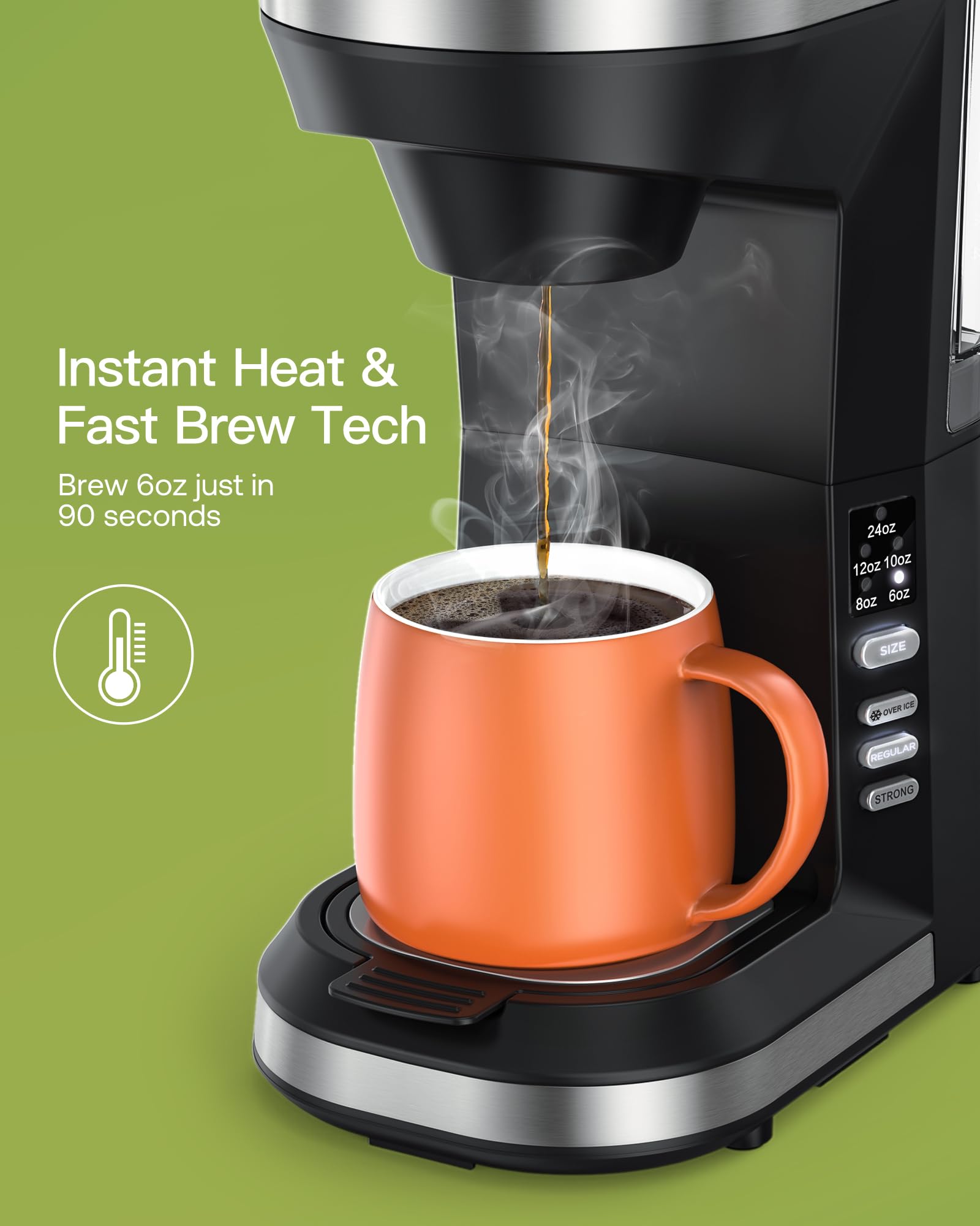 Famiworths Upgraded Hot and Iced Coffee Maker for K Cups and Ground Coffee, 4-5 Cups Coffee Maker and Single-serve Brewers, with 30 Oz Removable Water Reservoir, 6 to 24 Oz Cup Size, Classic Black