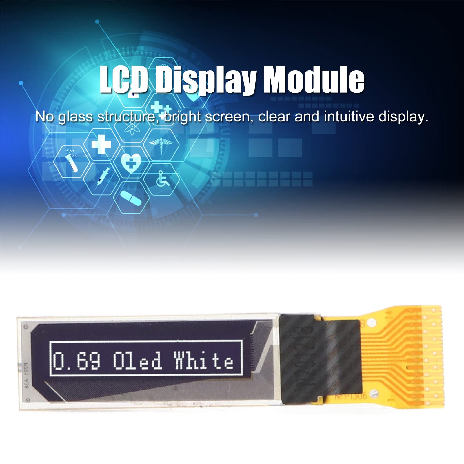 Digital LCD Board Accessory, SPI IIC Interface 96x16 LCD Display Module 14 Pin 4Pcs Wide Compatibility for Electronics Electrical and Engineering