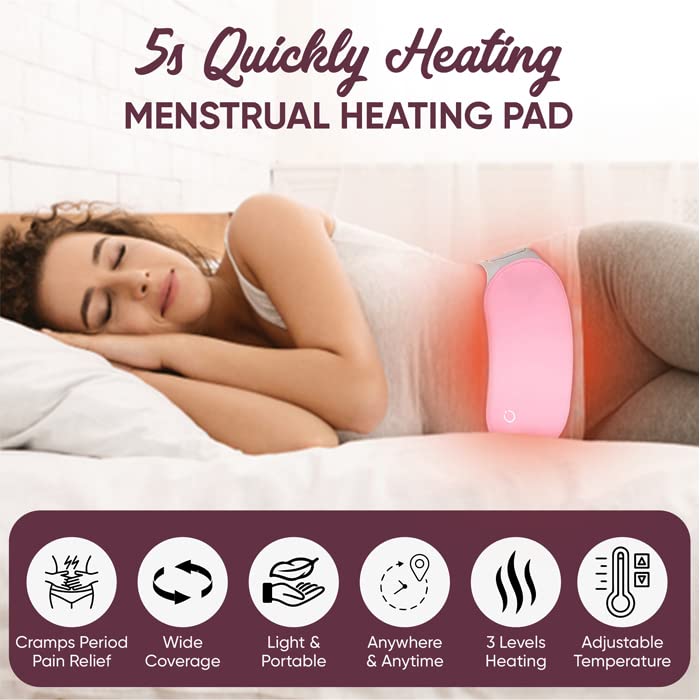 Menstrual Heating Pad, Period Heating Pad for Cramps, Portable Heating Pad for Cramps Menstrual, Cordless Heating Pad for Cramps, Cramps Relief Heating Pad