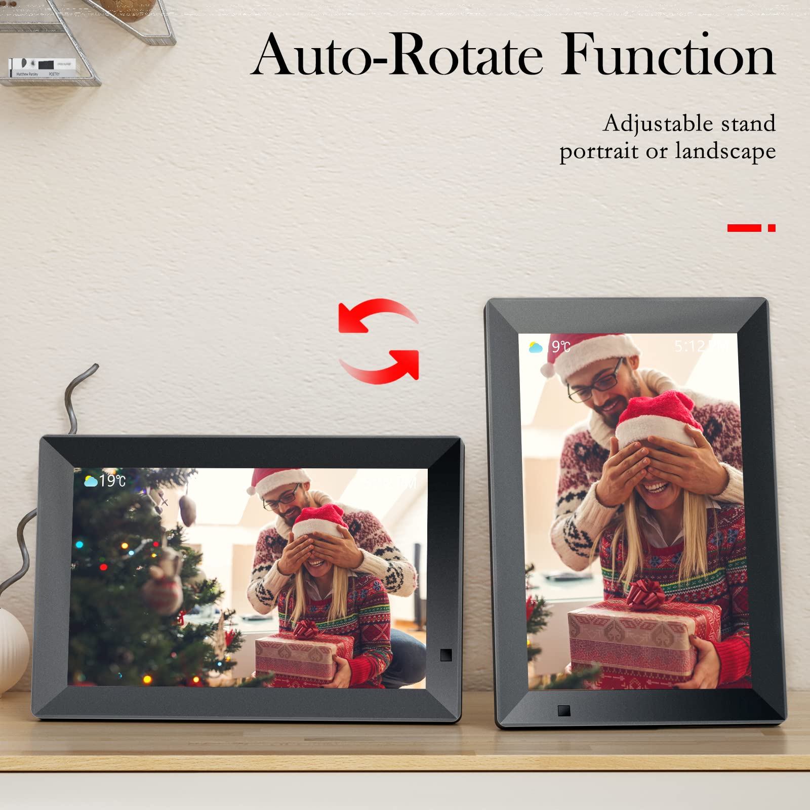 Digital Photo Frame 10.1 Inch, Bestdon Smart WiFi Cloud Digital Picture Frame, IPS Touch Screen, Auto-Rotate, 16GB Storage, Instantly Share Photos or Vedios Via BIU Frame Free App - Black