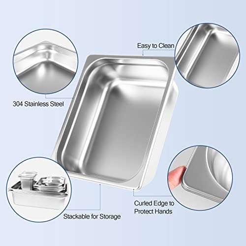 Restlrious Hotel Pan Full Size Stainless Steel Steam Table Pan, 2.6ββ Deep Chafer Food Pan, Pack of 6 Stackable Anti-Jam Steam Pan for Hotel, Restaurant Supplies, Party, Buffet and Event Catering