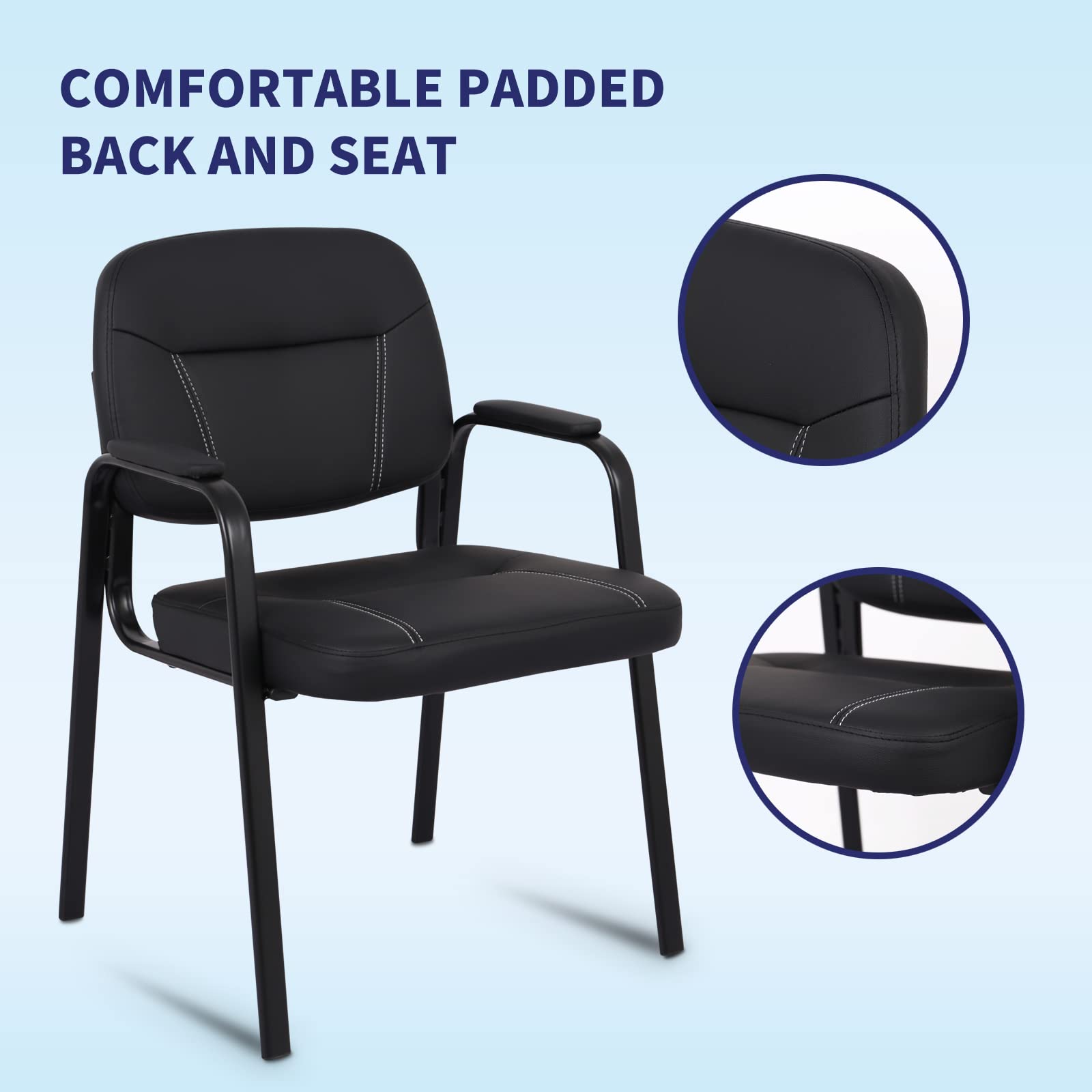 CLATINA Reception Chair with Sled Base and Bonded Leather Padded Armrests, Modern Style Guest Chair for Office Meeting Waiting Room Conference Desk, Brown (1 Pack)