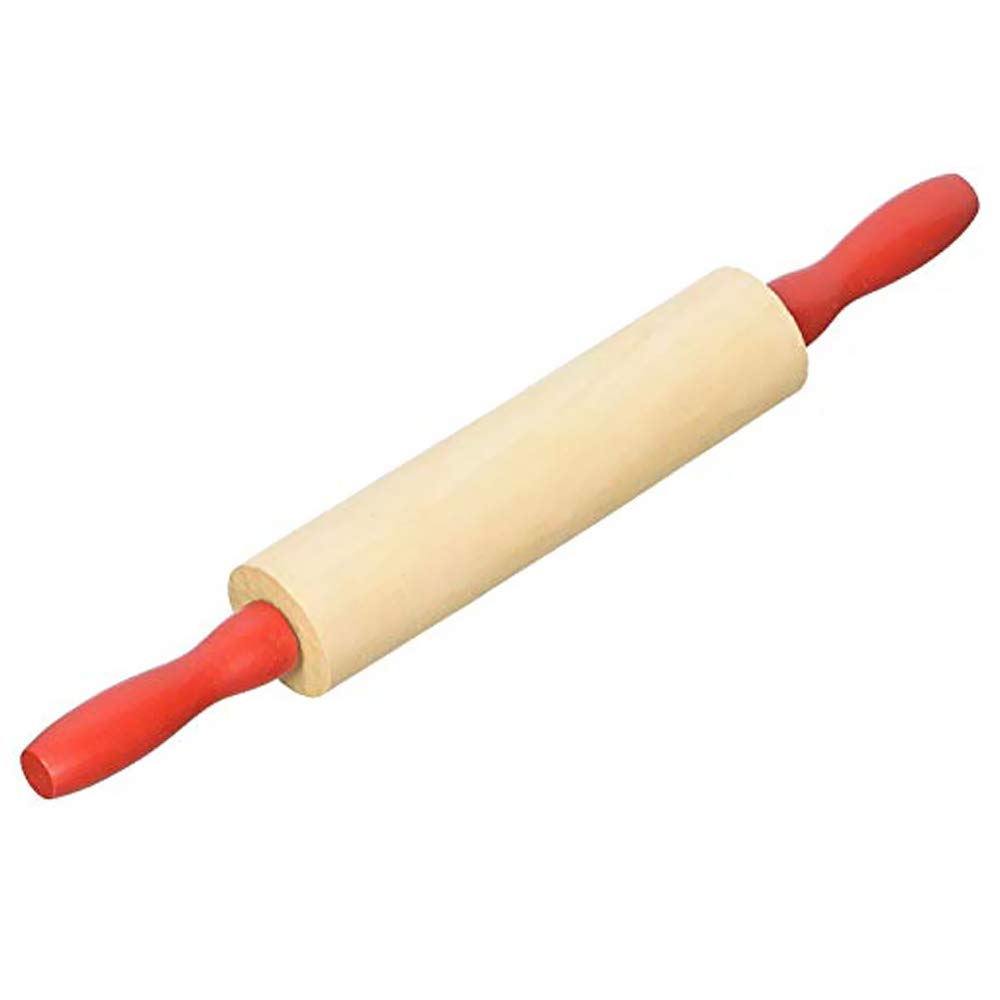Mini Rolling 7.5 Inch (Pack of 6) Rolling Pin for Play Dough - Wood Kids Rolling Pin For Little Bakers, With Red Handles Arts and Crafts Clay Roller, 7.5" (6-Pack)