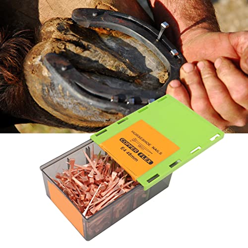 Jopwkuin Horseshoe Nails, Shoeing Nails Copper Plating Proper Stiffness 250Pcs Strict Roll Down for Livestock Farm(E4 48mm/1.89in)