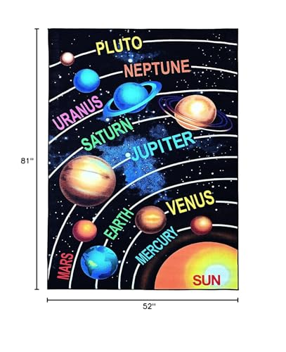Furnish my Place 761 Solar System HD 4'4"x6'9" Area Rug Solar System for Playroom | Bedroom & Classroom | Washable Floor Mat | Contemporary Design | Multicolor