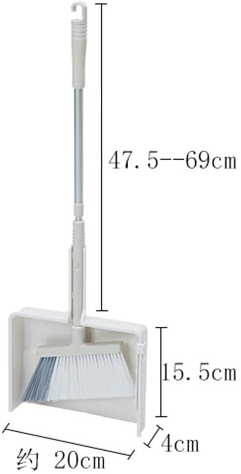 DEPILA NLIAN and Dustpan Set, Self-Cleaning Bristles Adjustable Card Board 47.5-69cm Adjustable Telescopic Pole Ideal for Home Kitchen Office Use dustpan set