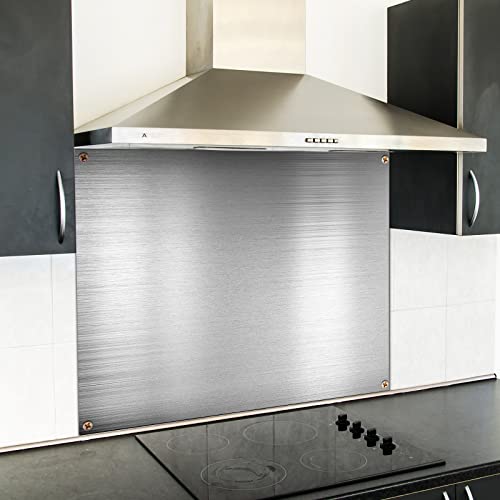 Reversible Stainless Steel Backsplash Behind Stove Metal BackSplash Panel Stainless Steel Cooking Backsplash Wall Panel for Kitchen Cooking Panel Pre Drilled Holes Matching Screws (36 x 32 Inch)