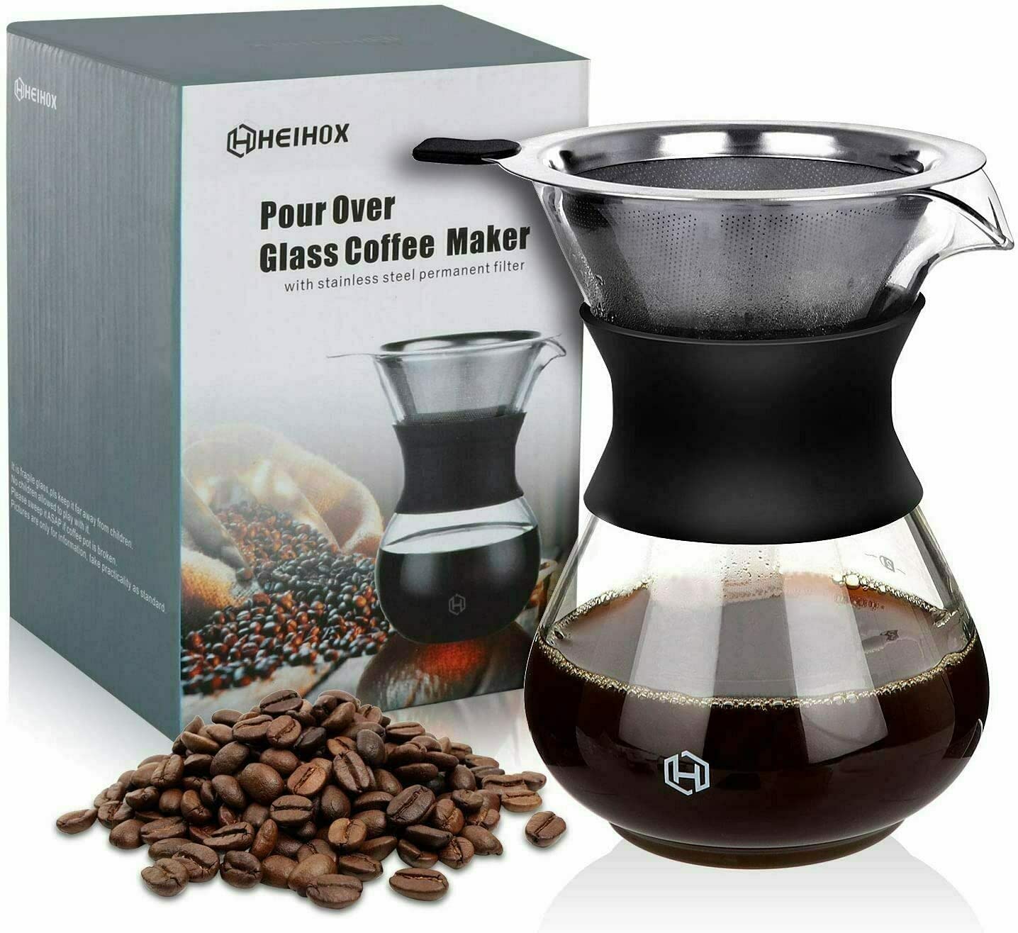 Nespresso BNV550GRY1BUC1 Vertuo Next Coffee and Espresso Machine (Light Gray) Bundle with 14oz Pour Over Coffee Maker Set (2 Items)