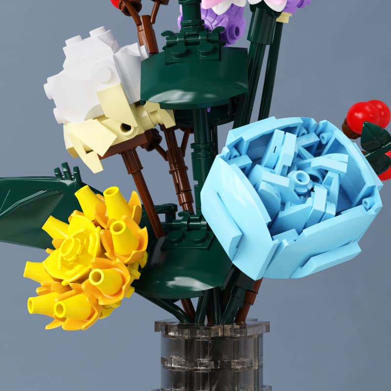 CBLBKID Flower Bouquet Building Sets, Artificial Flowers Botanical Collection Building Block Toys,DIY Building Blocks Set Education Stem Toy