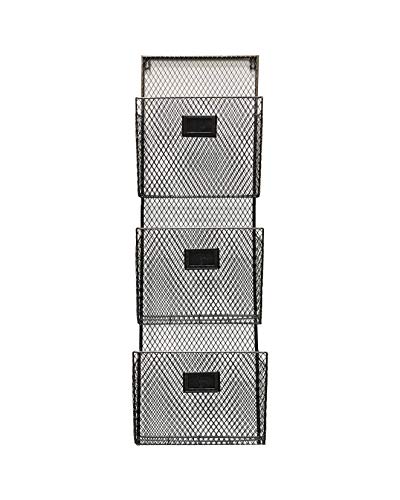 Three Tier Wall File Holder – Durable Black Metal Rack with Spacious Slots for Easy Organization, Mounts on Wall and Door for Office, Home, and Work – by Designstyles