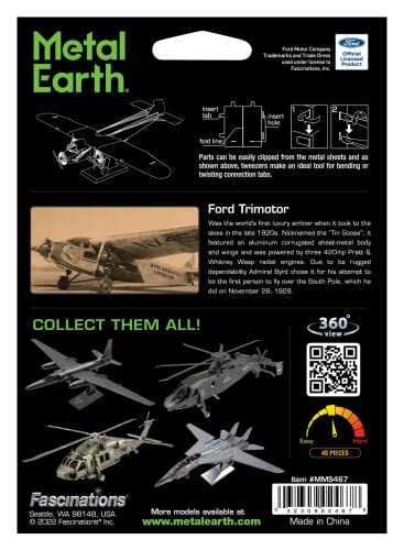 Fascinations Metal Earth Ford Trimotor 3D Metal Model Kit Bundle with Tweezers