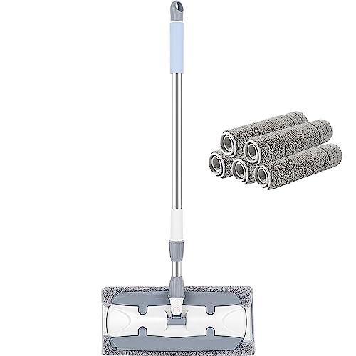 Leyeet Microfiber Floor Mop, Rotating Dust Mop with Adjustable Handle, Reusable Mop Pads, Floor Cleaner Mop or Flat Head Mop for Wood, Tiles, Marble