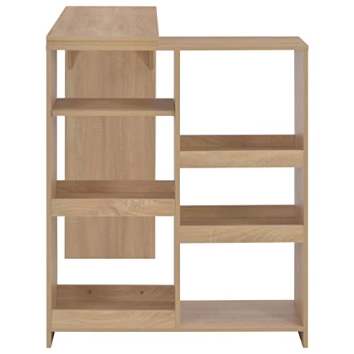 MBFLUUML Display Shelf, Shelf Unit, Bar Table with Moveable Shelf Oak 54.3"x15.4"x43.3" Can be Used in Living Room, Kitchen.