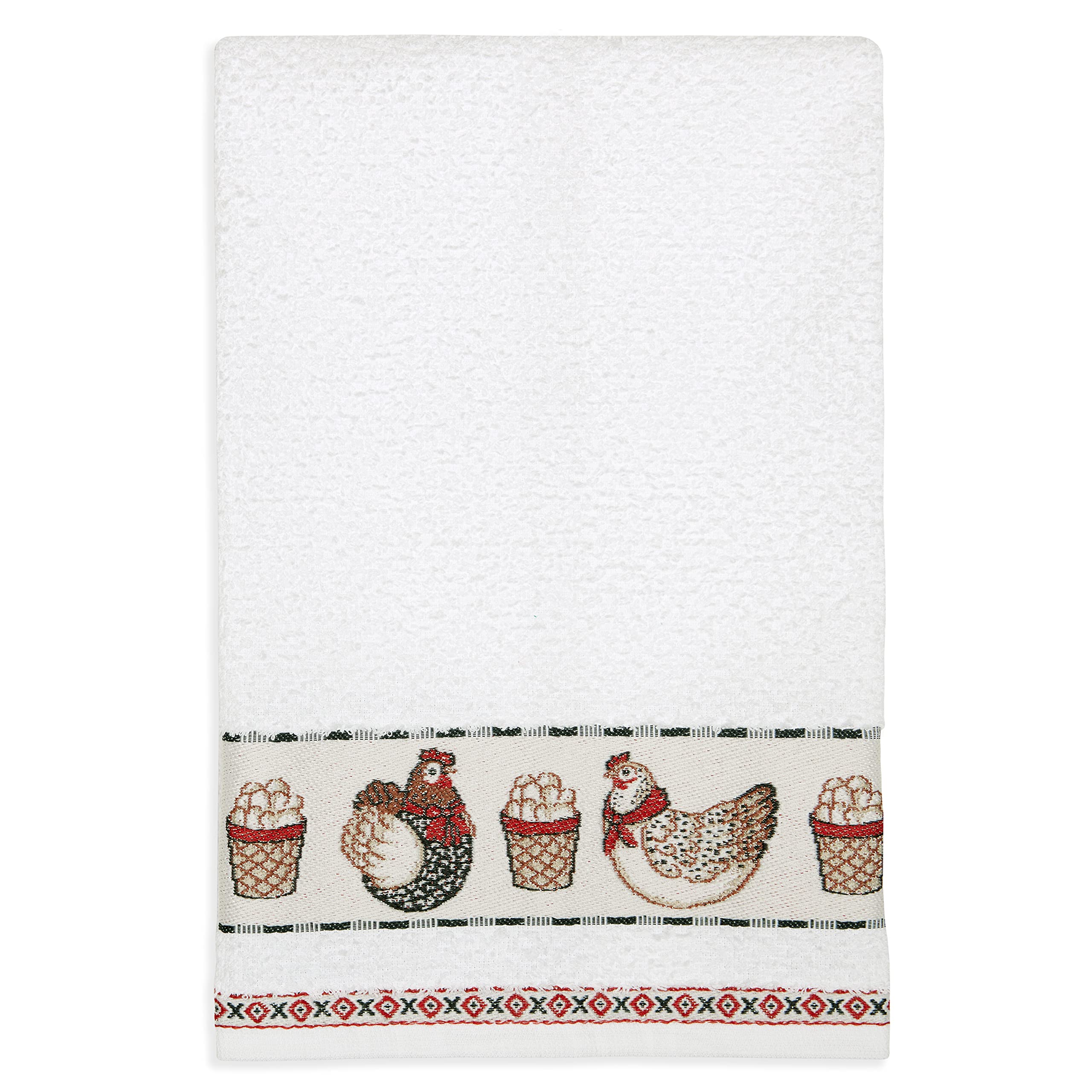 Cackleberry Home Farmhouse Kitchen Towels - Chickens and Egg Baskets Dish Towels - Terry Country Kitchen Towel Set - Chicken Decor for Kitchen - Hand Towels for Drying - 17 x 27 Inches - Set of 4