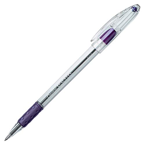 Pentel R.s.v.p. Ballpoint Pen, Stick, Fine 0.7 Mm, Violet Ink, Clear/violet Barrel, Dozen
